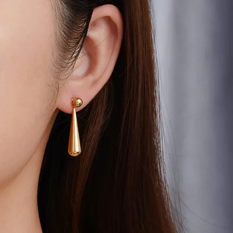 Minimalist Dual-wear-style Long Water Drop Ear Studs – The Elite ...
